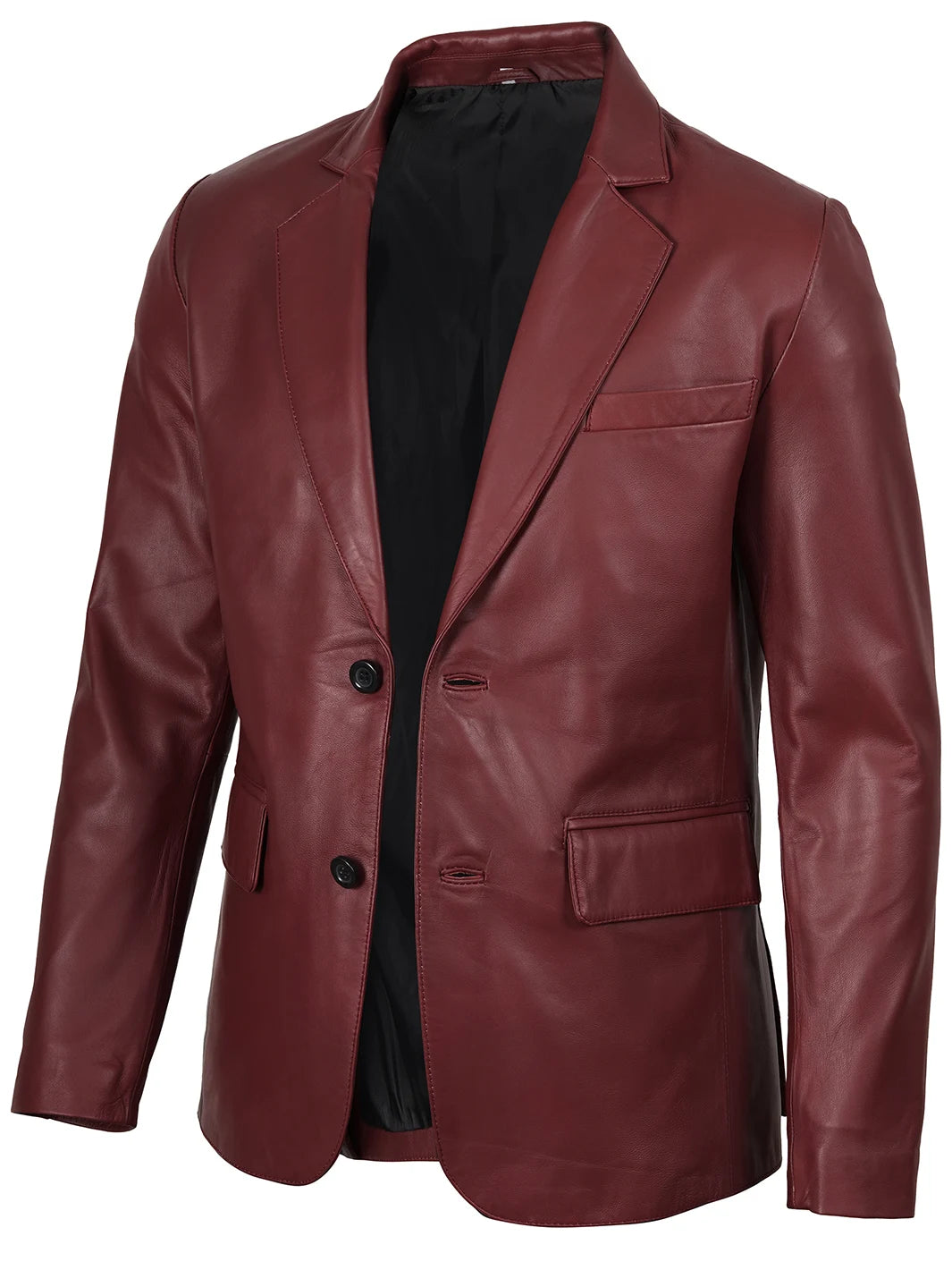 Blazer en cuir bordeaux pour homme – Tailored Classic – Decrum